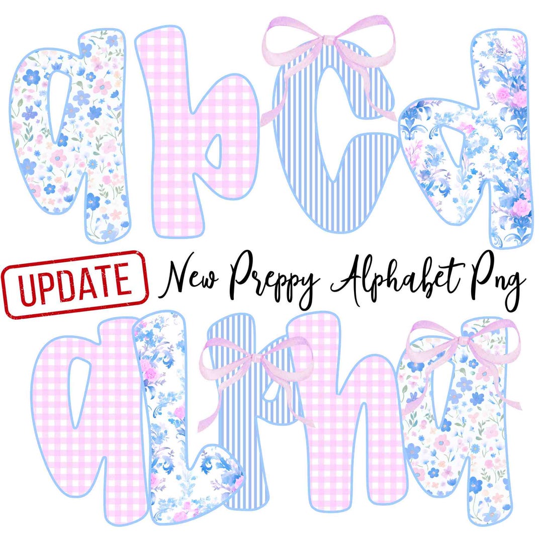 NEW Preppy Floral Alphabet PNG Grandmillennial, Preppy Floral Alphabet ...