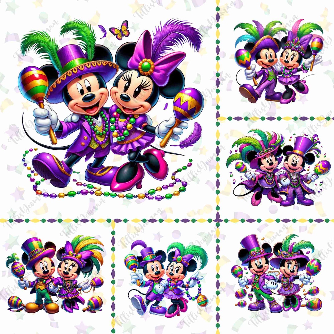 Cartoon Mardi Gras Mouse and Friends Png Bundle, Mouse and Friends Png, New Orleans Festival Png ...