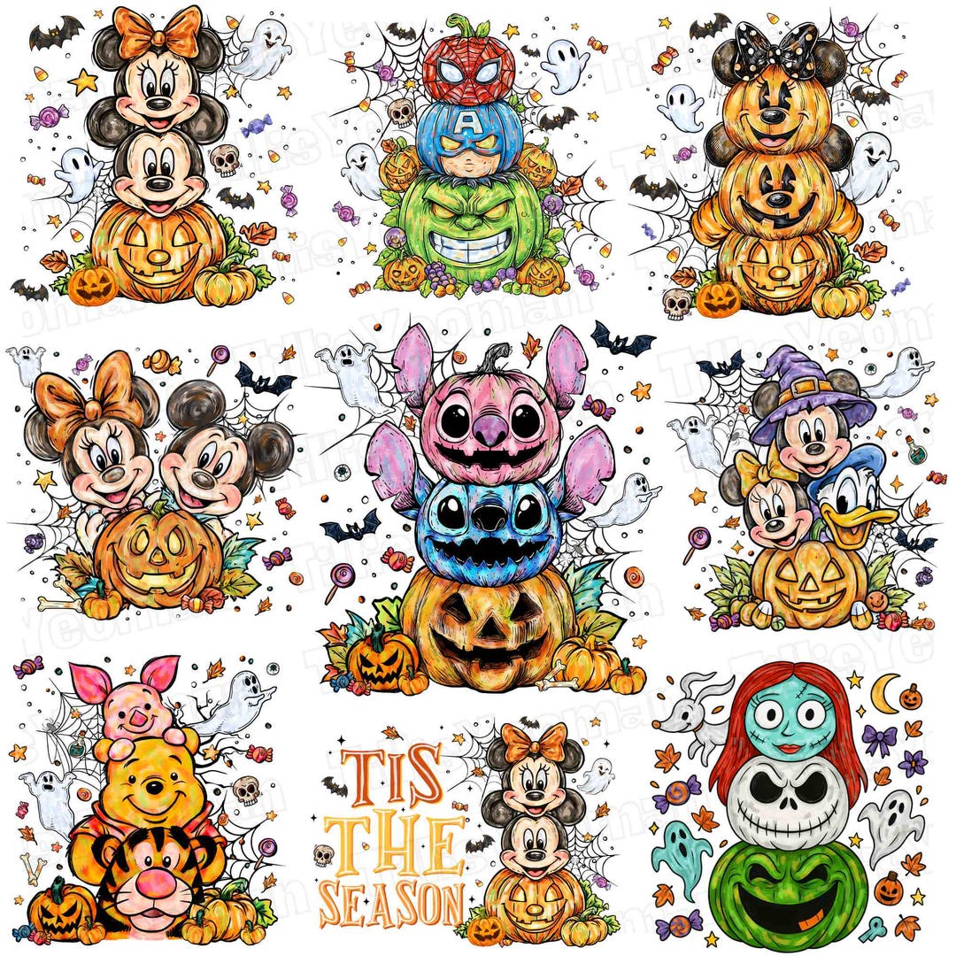 Hand Drawn Cartoon Pumpkin Halloween Png Bundle, Mic Key Mouse ...
