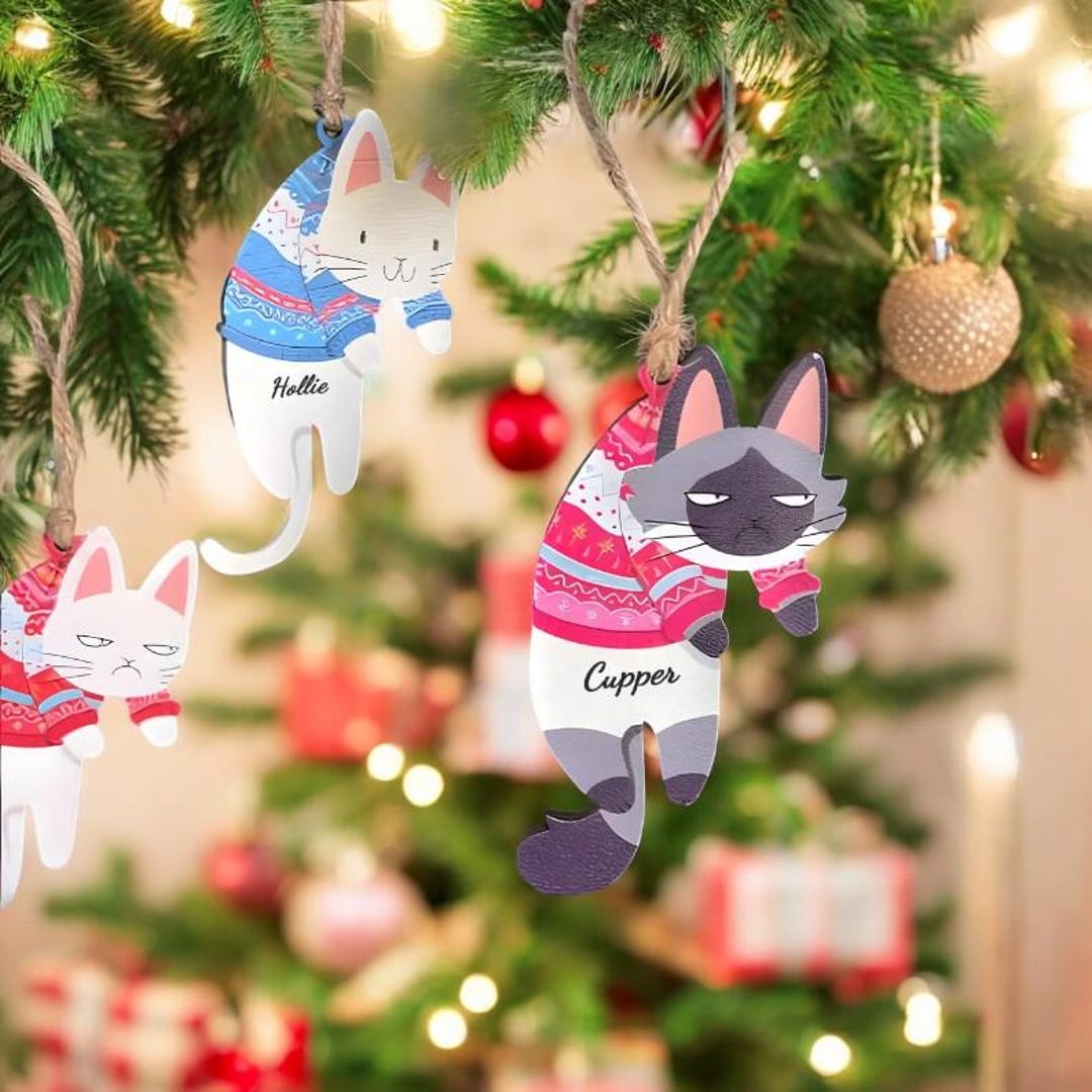 Custom Cat Christmas Ornament, Funny Cats Ornament, Cat Owner Gift ...