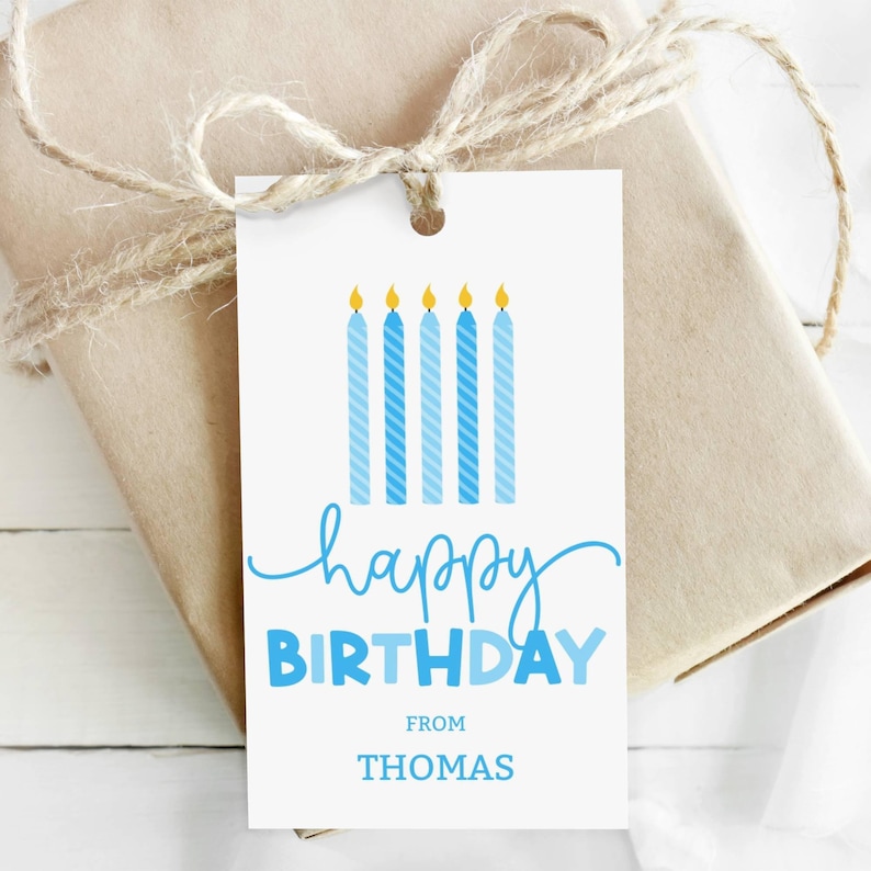 Happy Birthday Tag, Editable Happy Birthday Gift Tag Printable, Boy ...