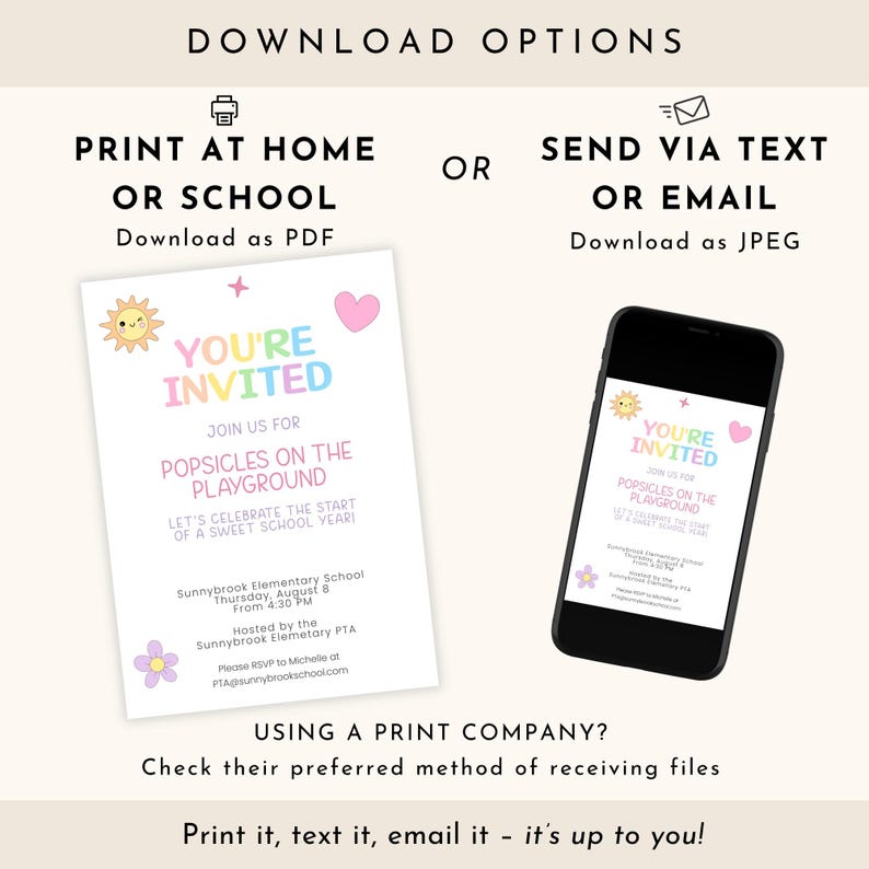 Popsicles on the Playground Invitation, Pastel Back to School Party ...