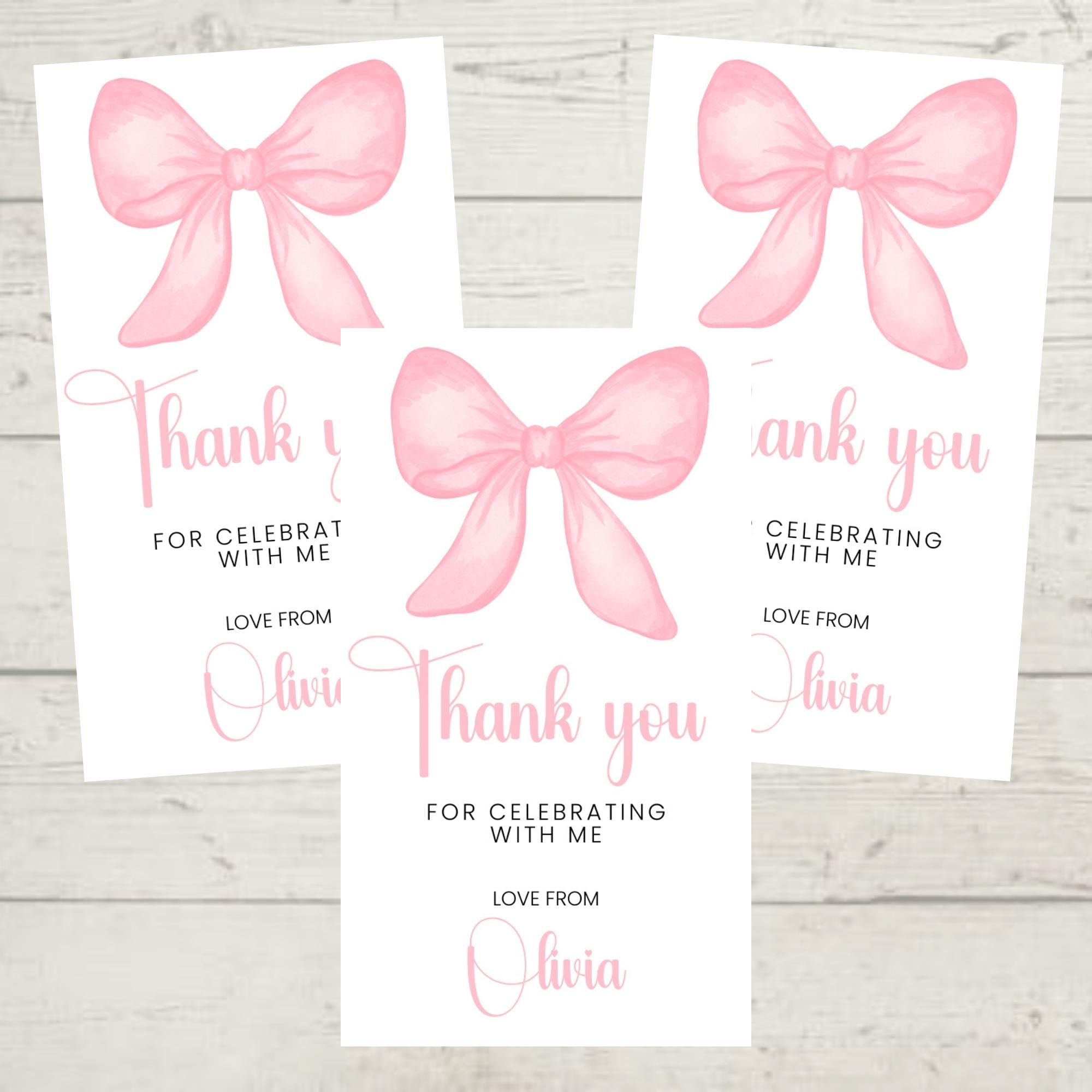 Editable Favor Tag for Pink Coquette Birthday Party, Pink Bow Thank You ...