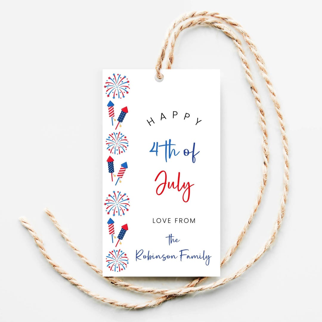 Happy 4th of July Tag, Editable 4th of July Party Favor Tag ...