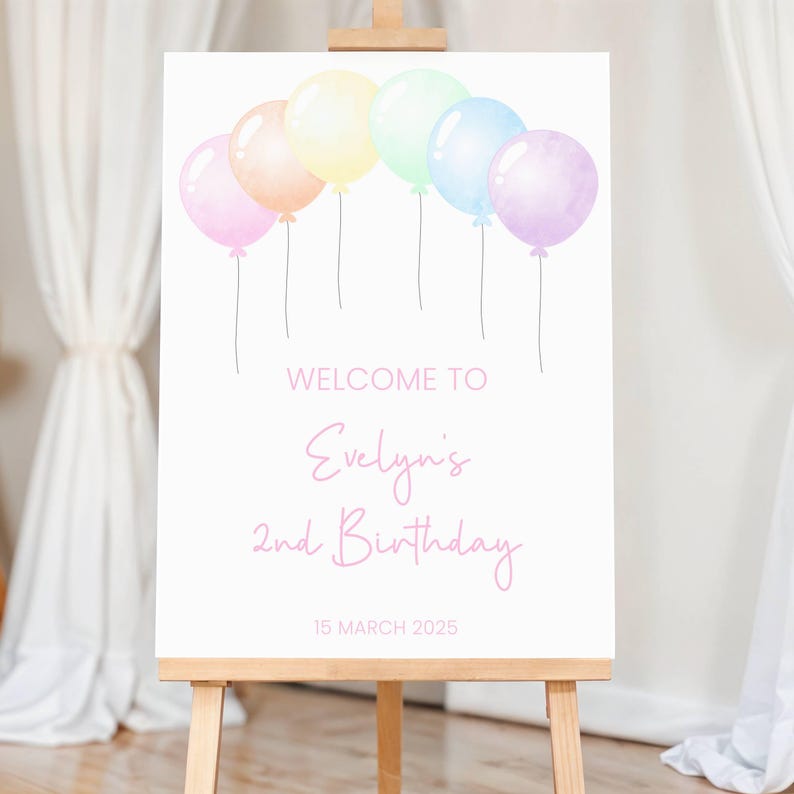 Pastel Welcome Sign Birthday Party Welcome Sign Editable, Pastel ...