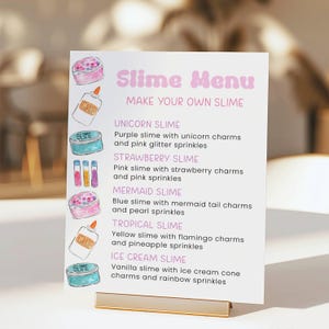 Slime Menu Sign, Editable Slime Sign for Girls, Slime Station Printable ...