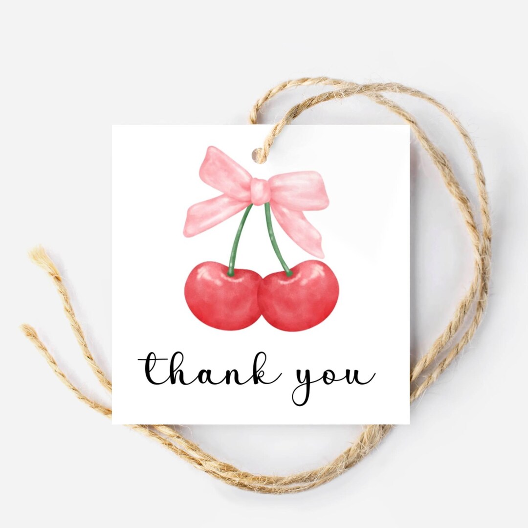 Cherry Gift Tag Instant Download Cherry Thank You Tag Printable, Girl ...