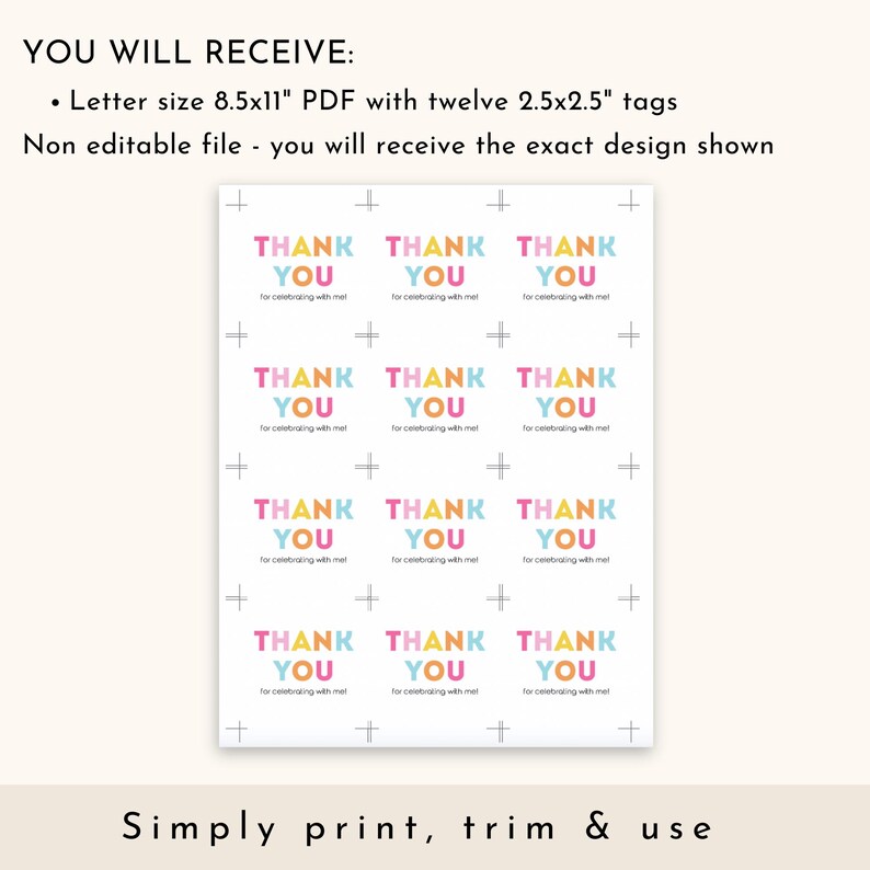 Thank You Favor Tag Printable, Thank You for Celebrating With Me Tags ...