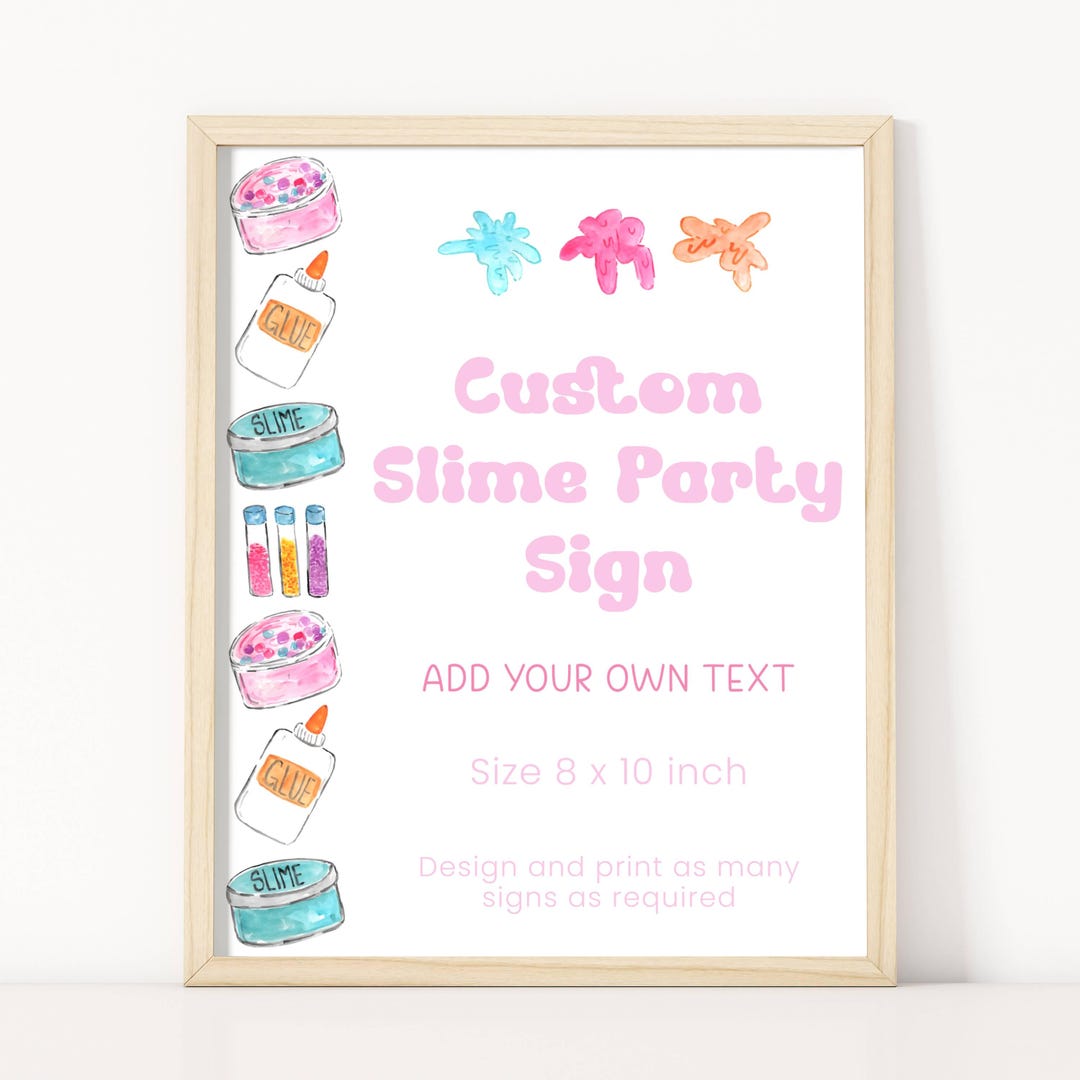 Slime Birthday Sign, Editable Slime Sign for Girls, Printable Slime ...