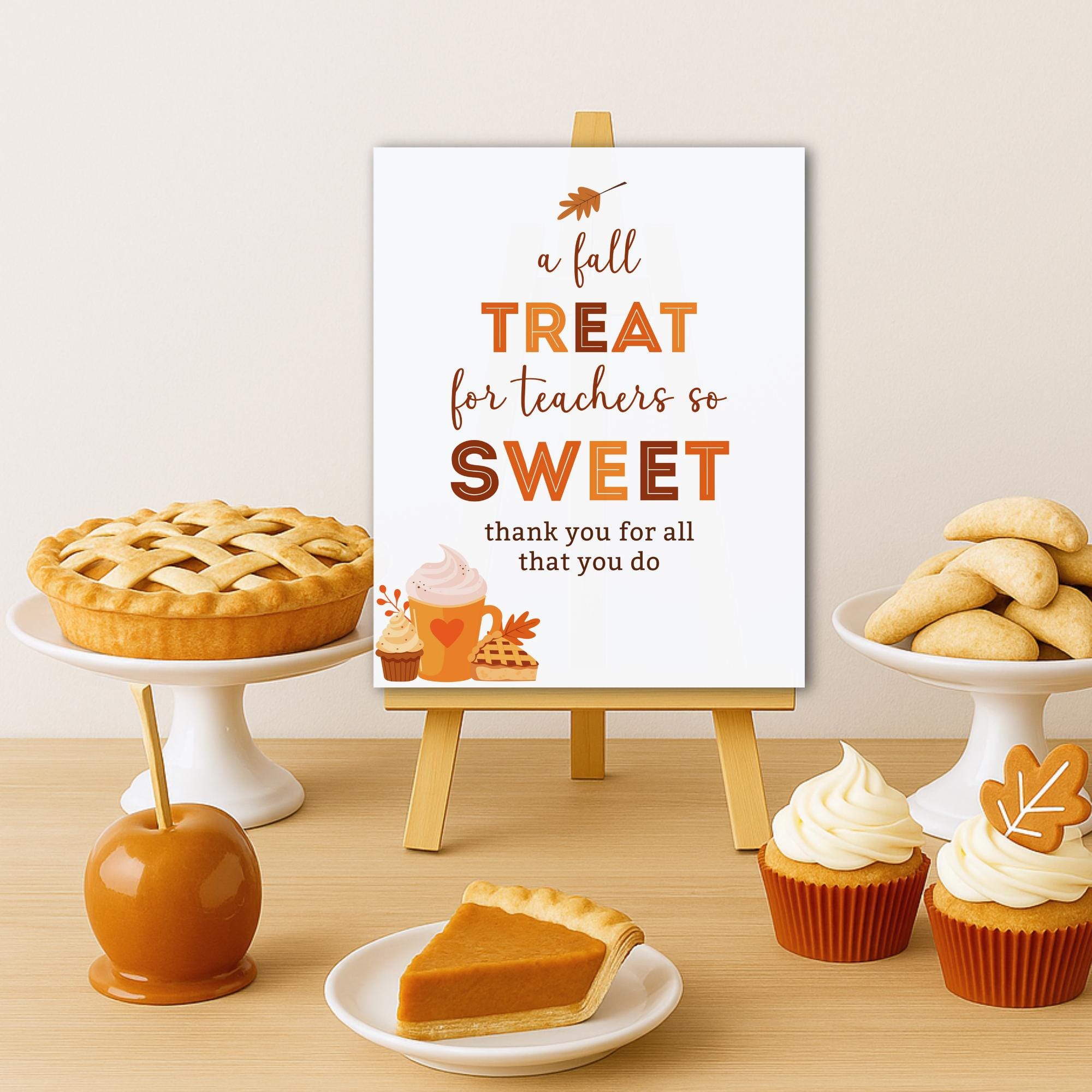 Fall Teacher Treat Sign Printable, Teacher Thank You Sign Instant ...