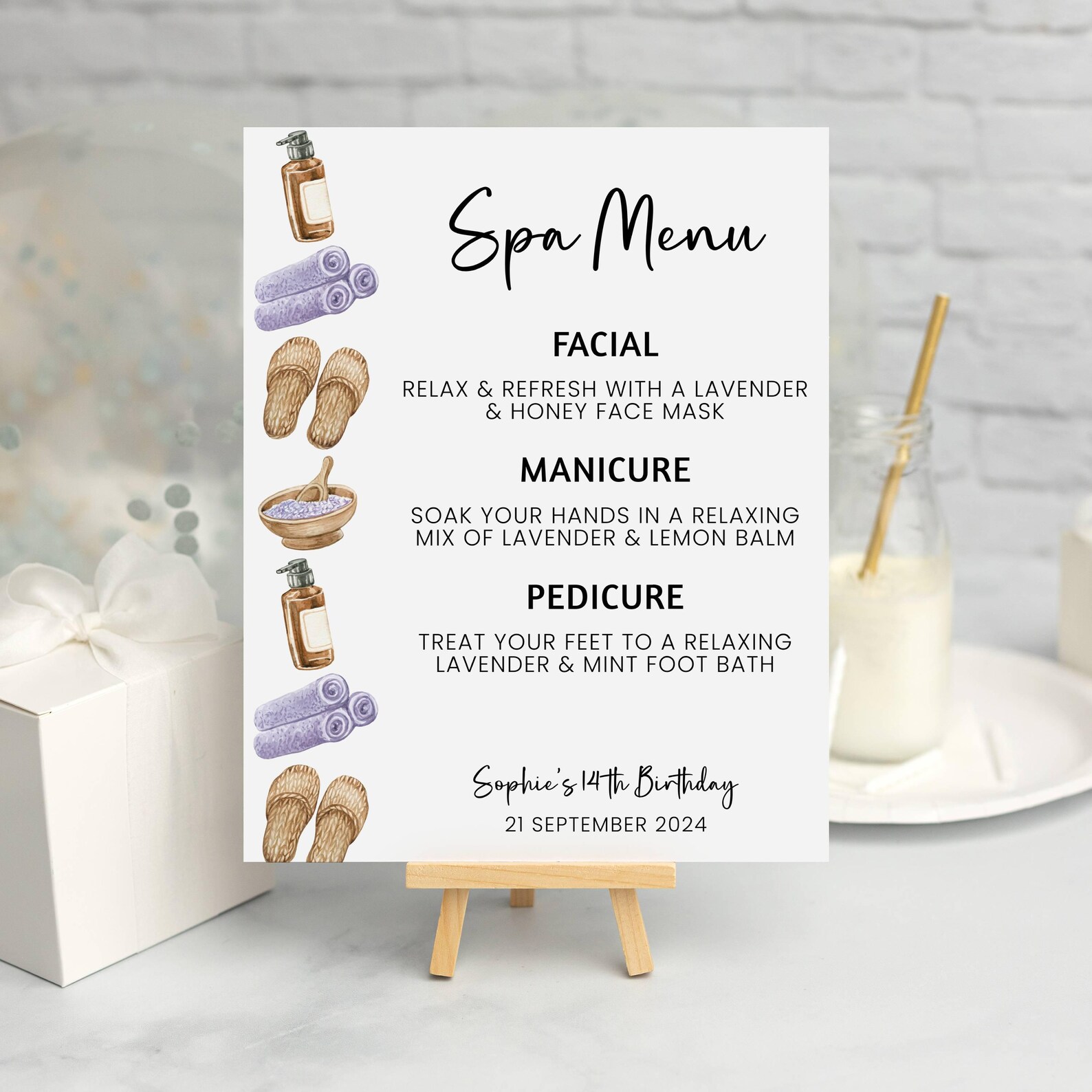 Spa Party Menu, Editable Spa Menu Sign for Girl, Digital Spa Menu ...