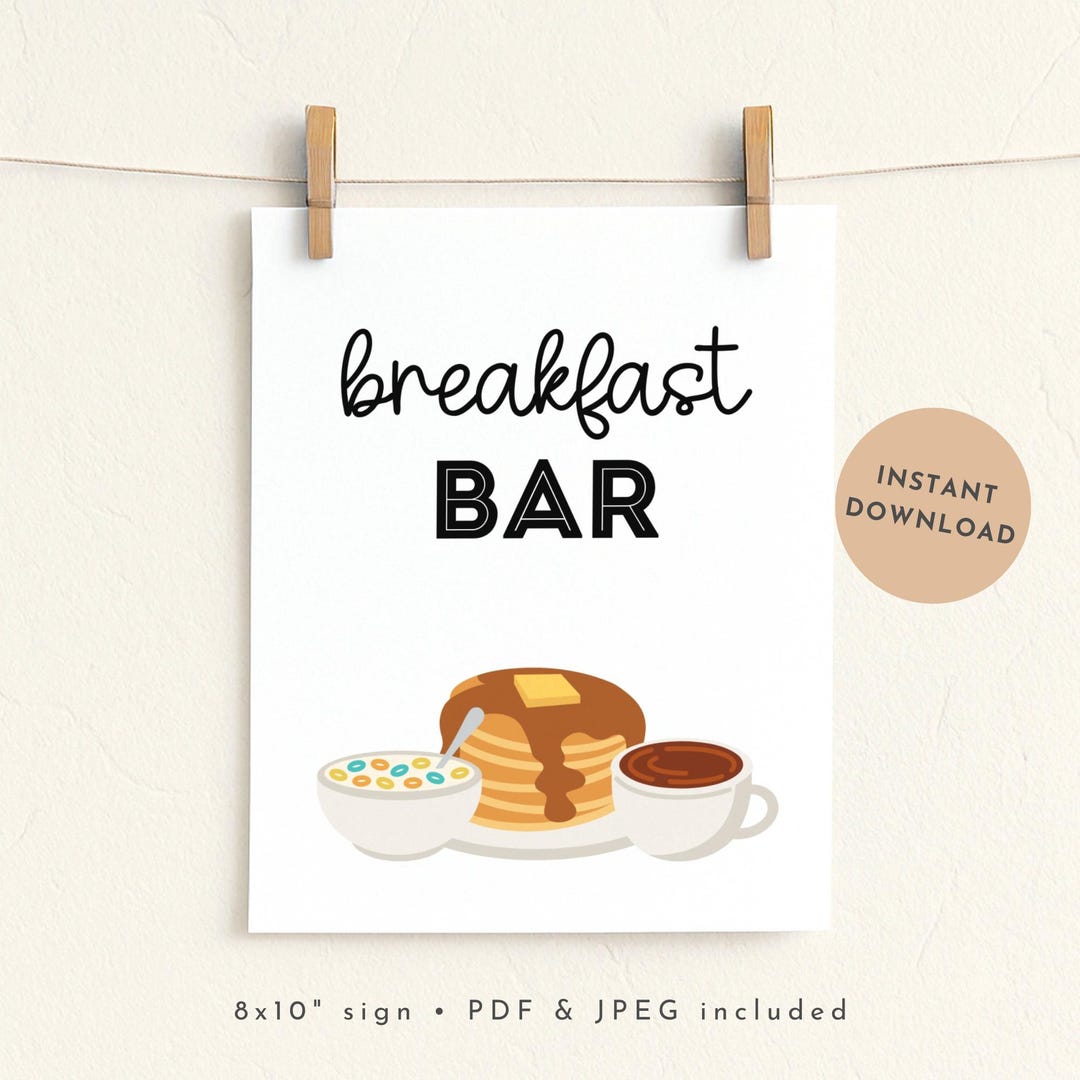 Breakfast Bar Sign Printable for Brunch Station or Party Buffet ...