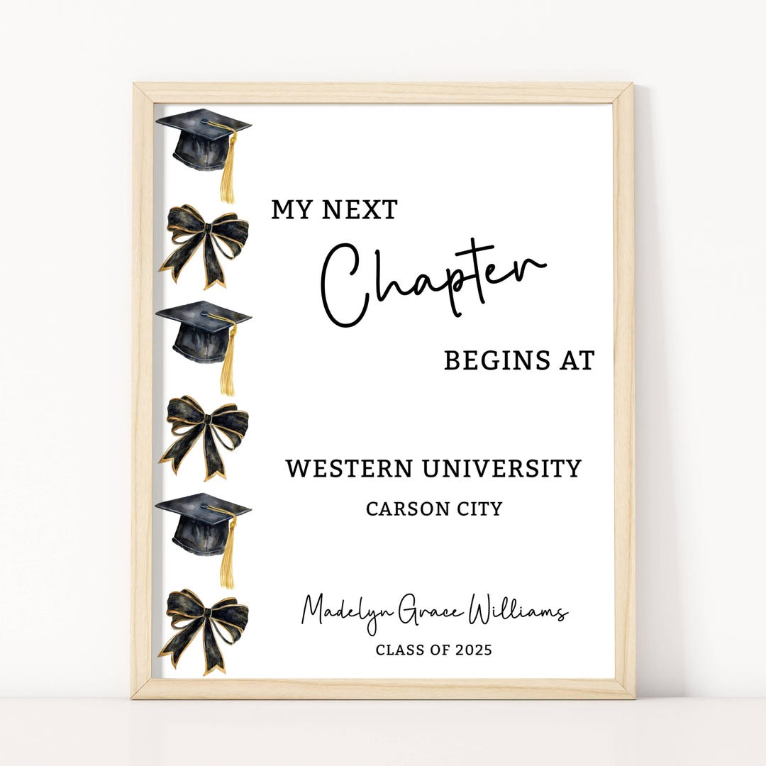 My Next Chapter Graduation Sign, Black Bow Graduation Table Sign ...