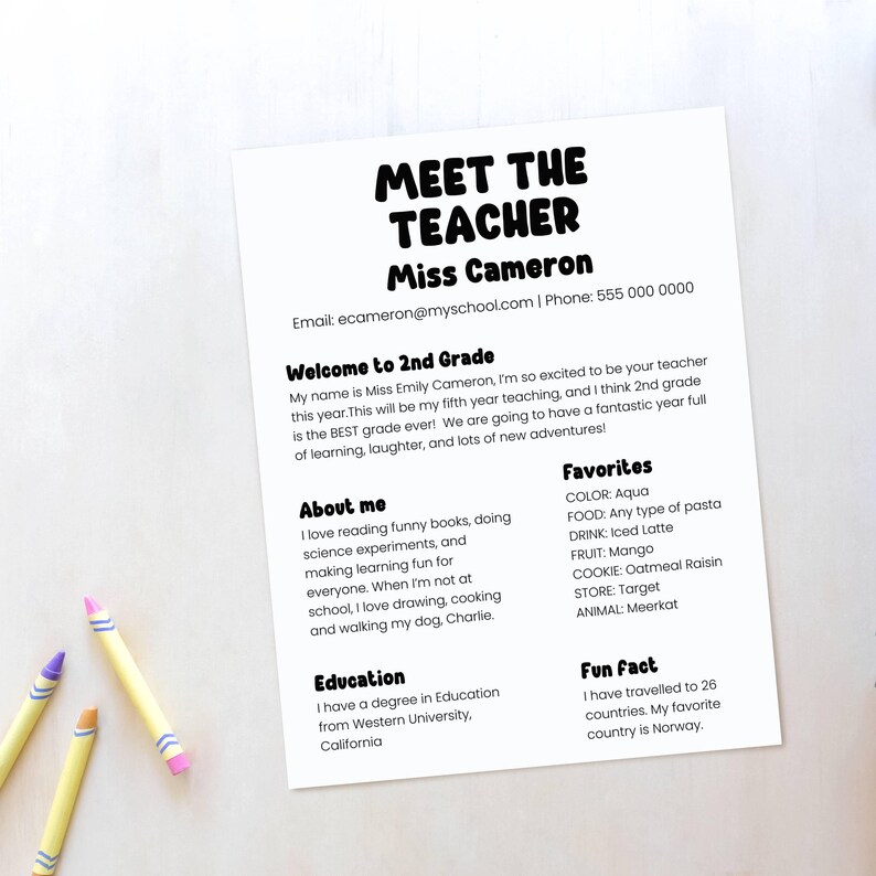 Editable Meet the Teacher Template Pastel, Back to School Teacher ...