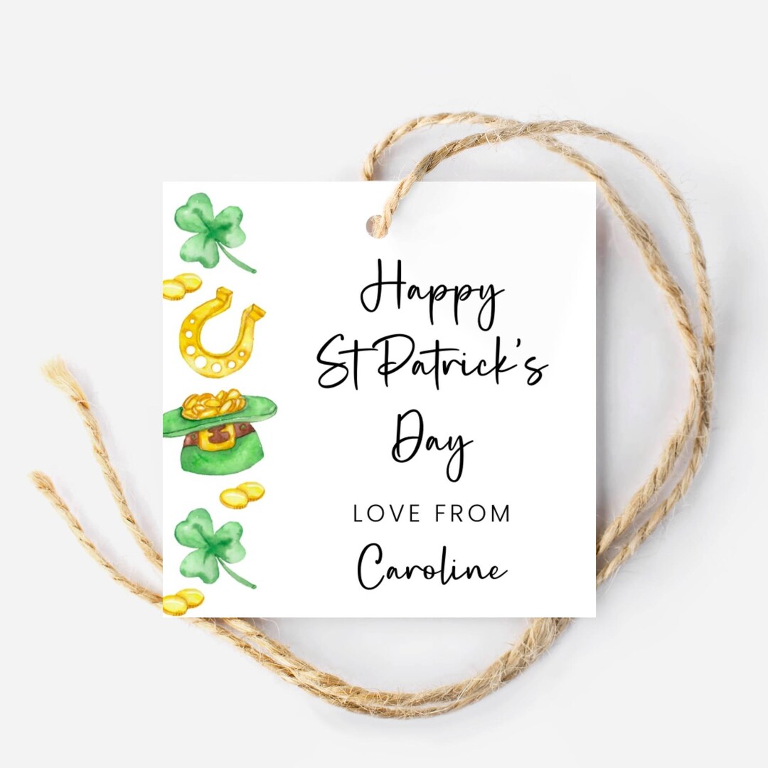 St Patrick's Day Tag, Editable Happy St Patrick’s Day Gift Tag Template ...
