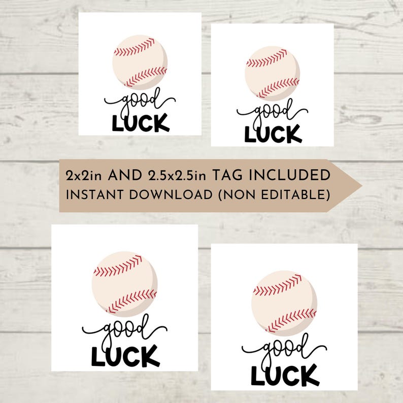 Baseball Good Luck Tag, Instant Download Baseball Tag Printable ...