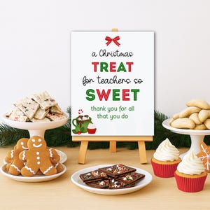 Christmas Teacher Treat Sign Printable, Teacher Thank You Sign Instant ...