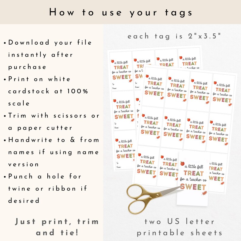 Fall Teacher Gift Tag Printable, A Little Treat Teacher Tag Fall Theme ...