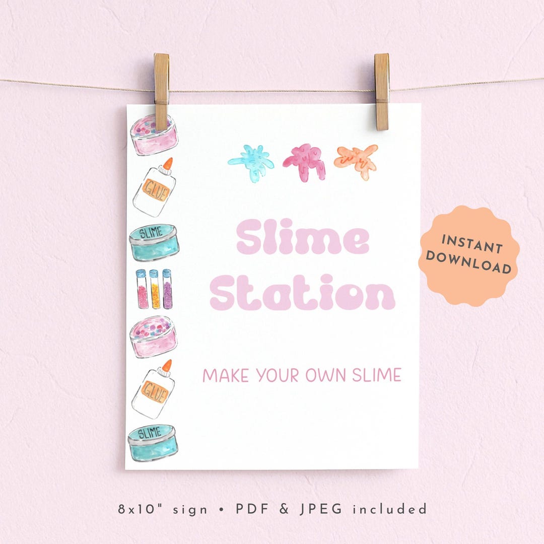 Slime Station Sign, Slime Sign for Girl Birthday Party, Make Your Own ...