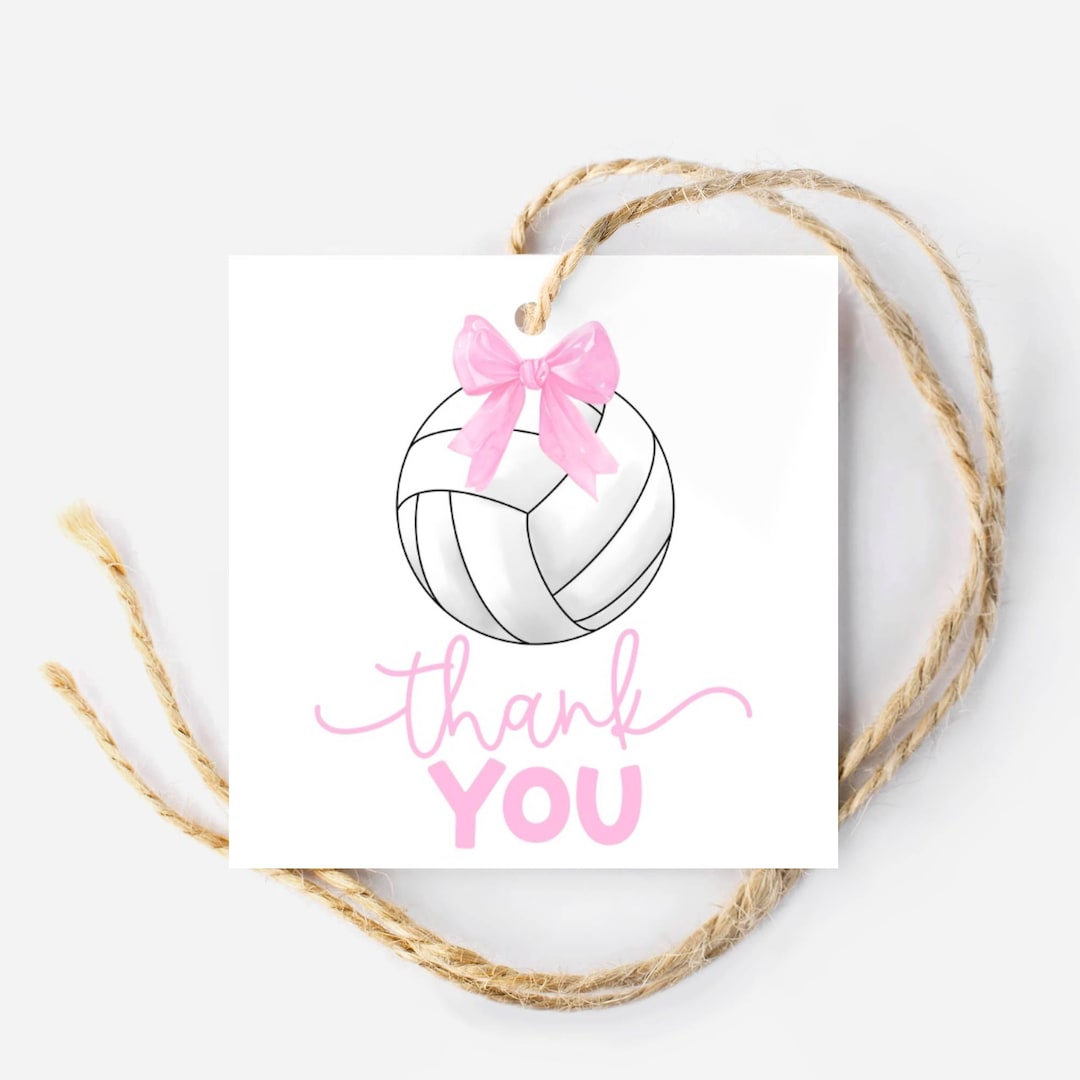 Volleyball Thank You Tag, Instant Download Pink Volleyball Tag ...