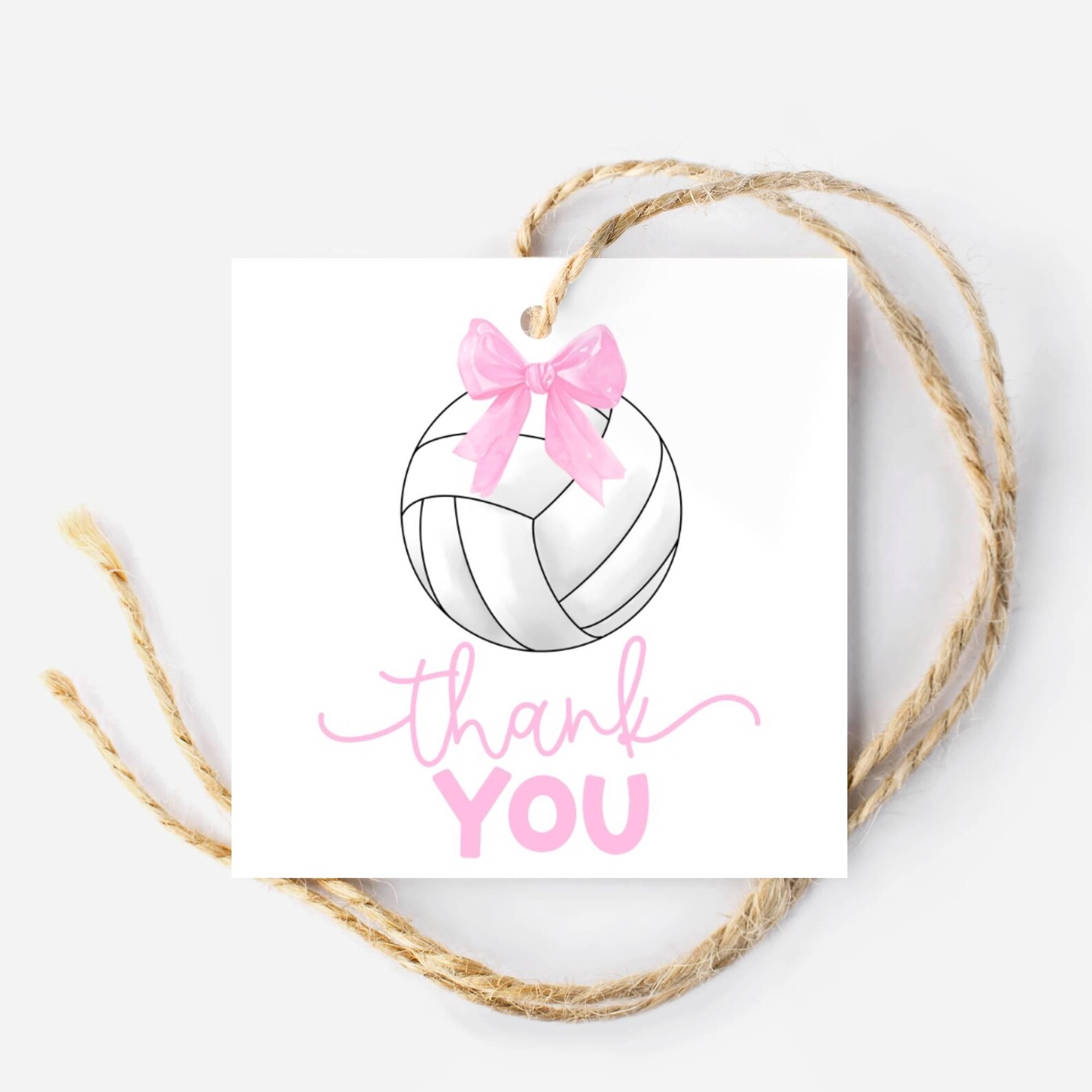 Volleyball Thank You Tag, Instant Download Pink Volleyball Tag ...