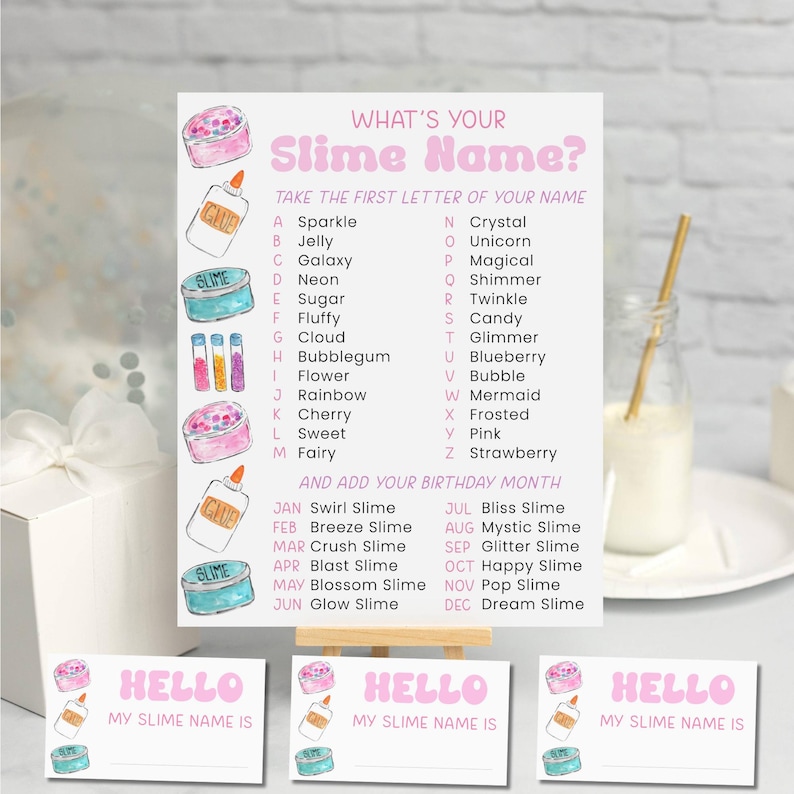 What’s Your Slime Name Sign, Instant Download Slime Party Game ...