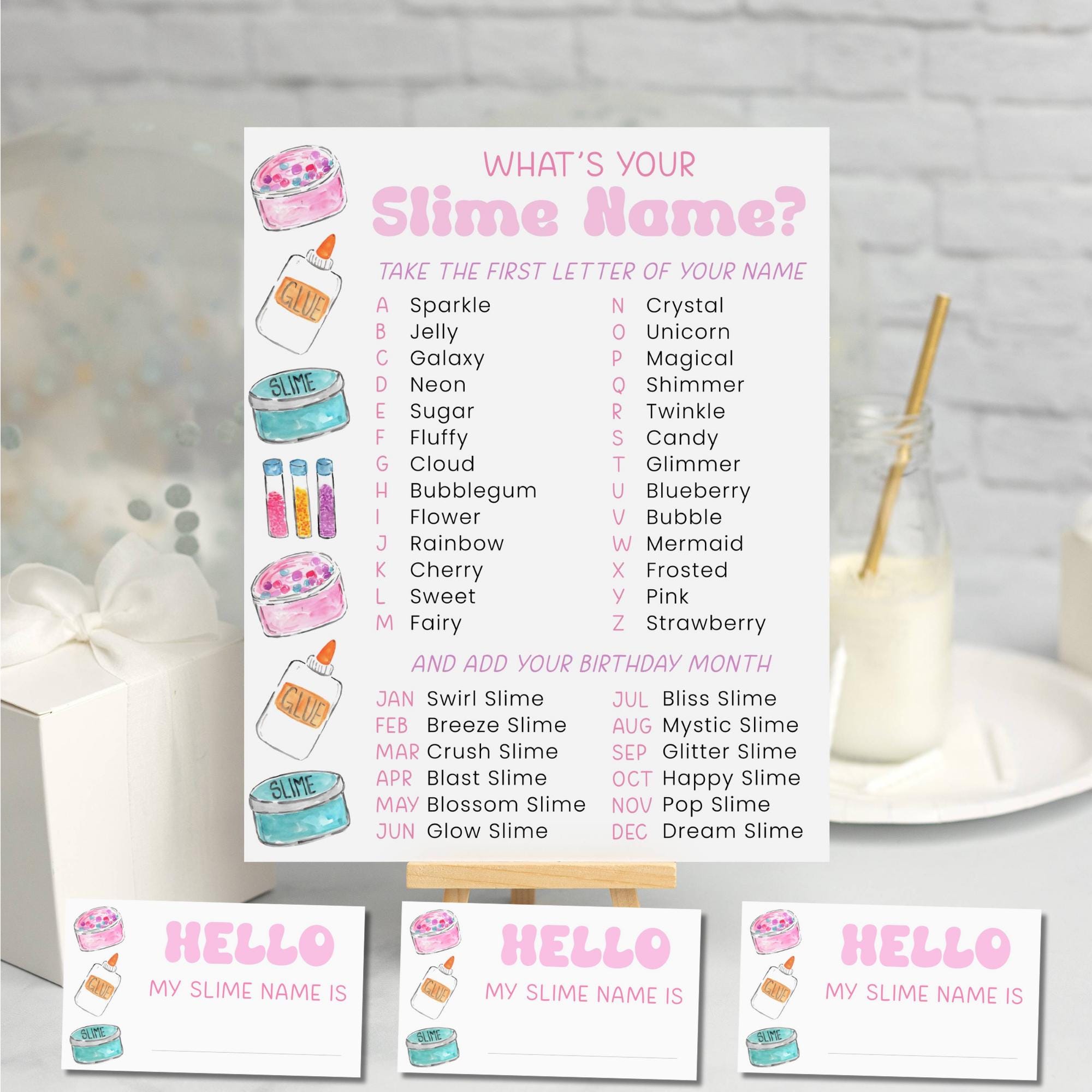 What’s Your Slime Name Sign, Instant Download Slime Party Game ...
