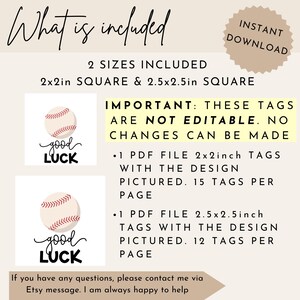 Baseball Good Luck Tag, Instant Download Baseball Tag Printable ...