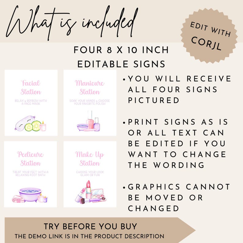 Spa Party Signs, Editable Spa Birthday Signs, Digital Spa Party ...