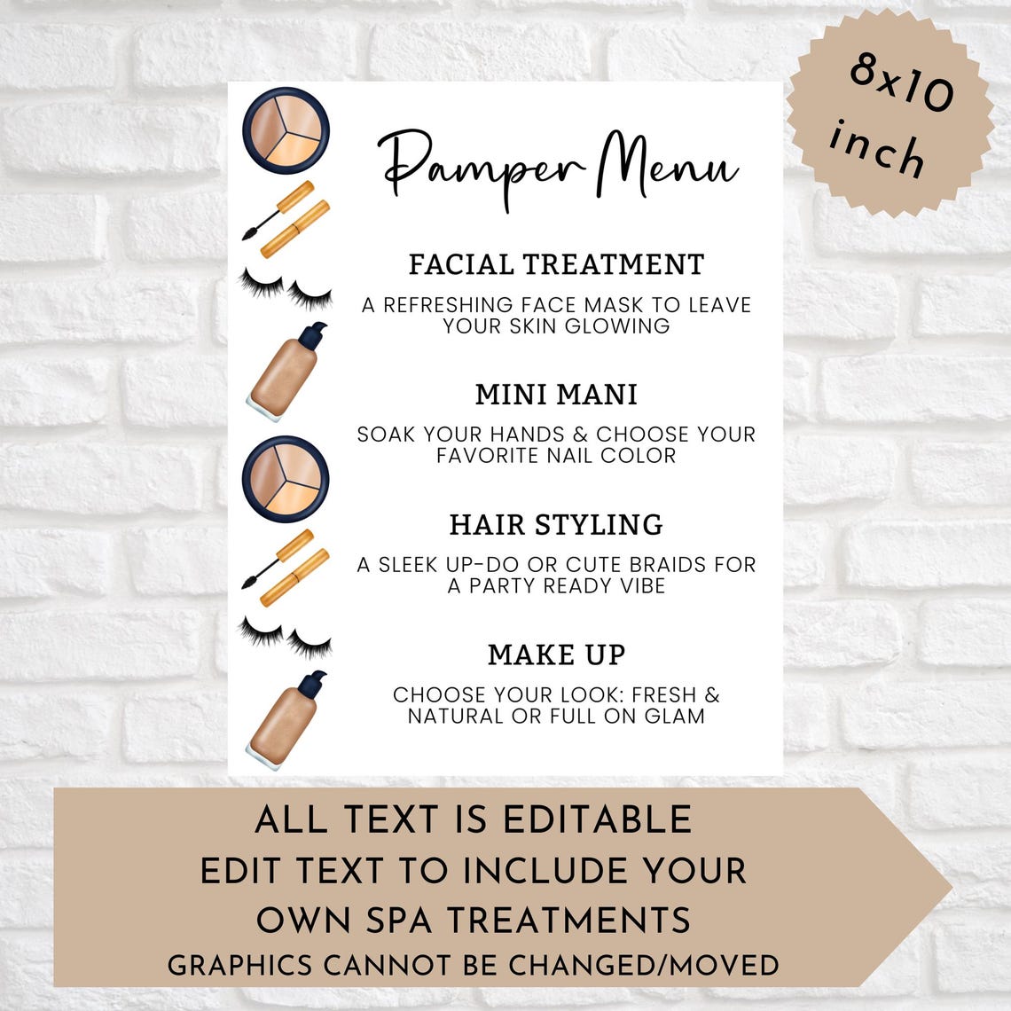 Spa Party Menu, Editable Pamper Party Sign, Spa Party Printable for ...