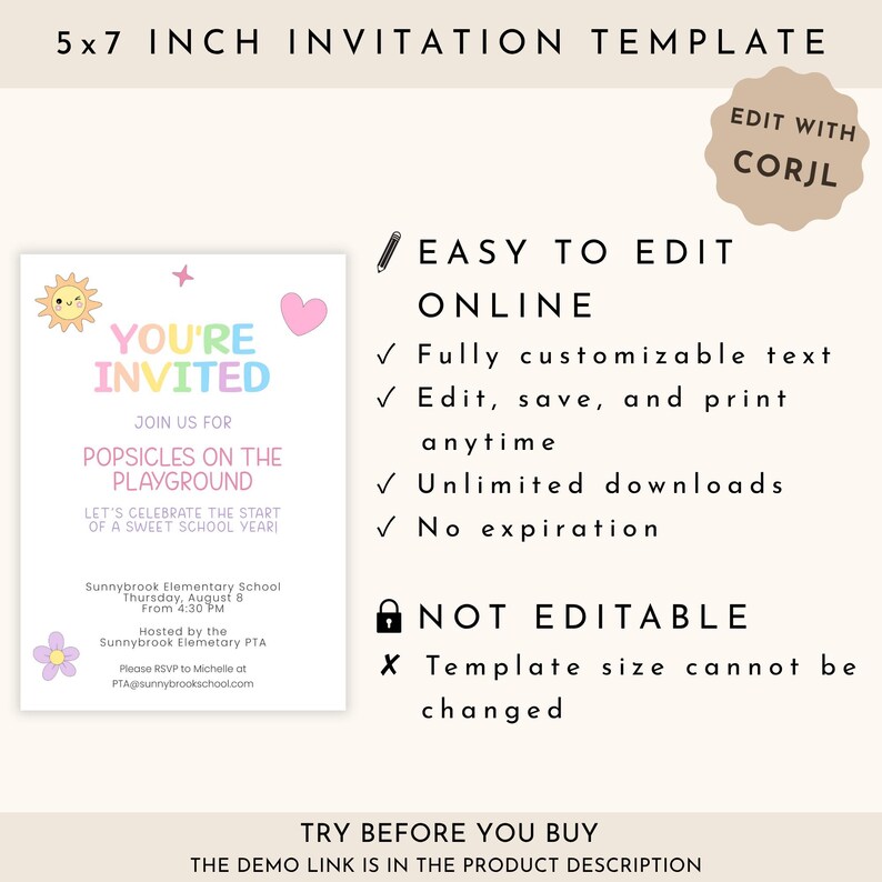 Popsicles on the Playground Invitation, Pastel Back to School Party ...