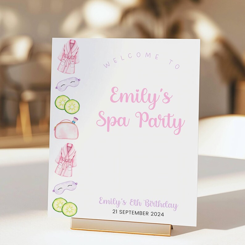 Spa Party Welcome Sign, Editable Spa Birthday Sign, Pink Spa Welcome ...