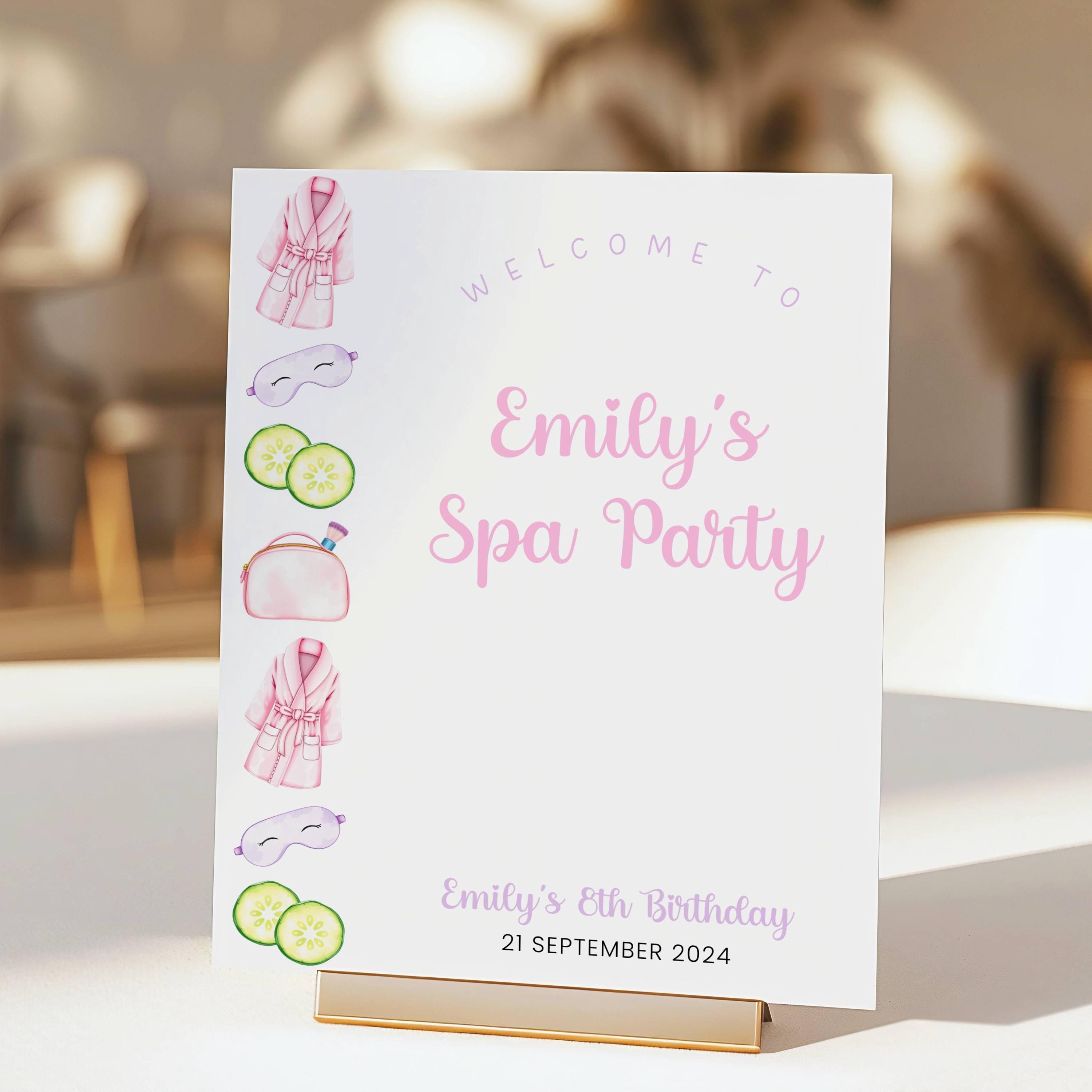 Spa Party Welcome Sign, Editable Spa Birthday Sign, Pink Spa Welcome ...