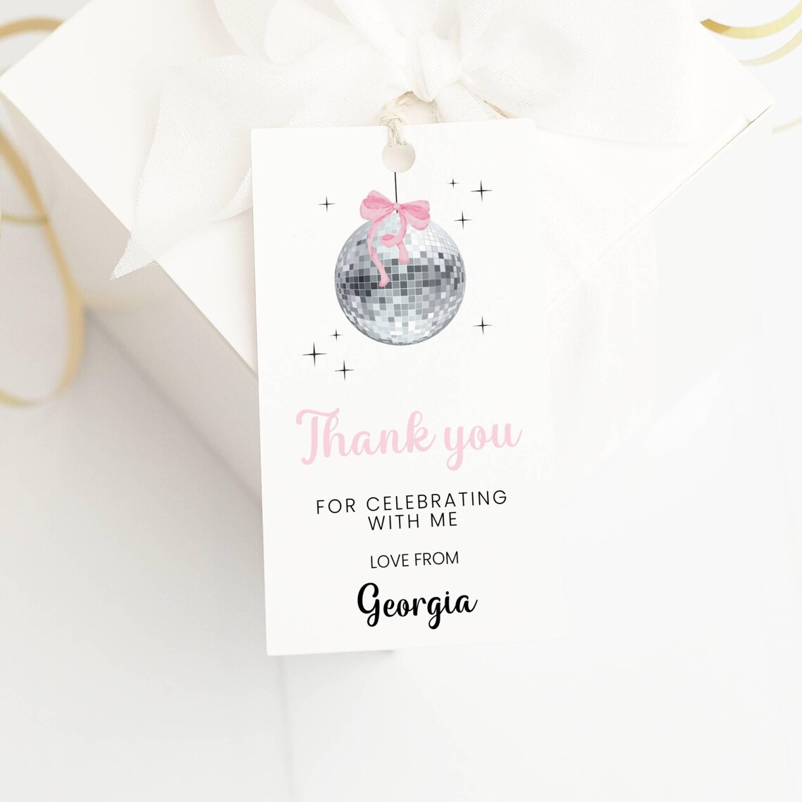 Disco Favor Tag, Editable Disco Birthday Thank You Tag for Party Bags ...
