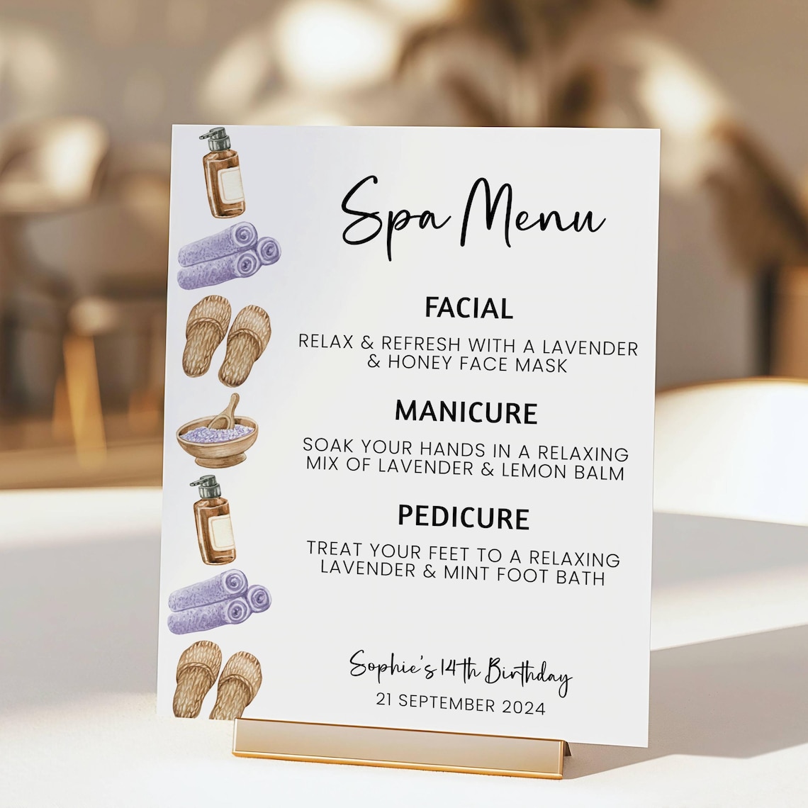 Spa Party Menu, Editable Spa Menu Sign for Girl, Digital Spa Menu ...