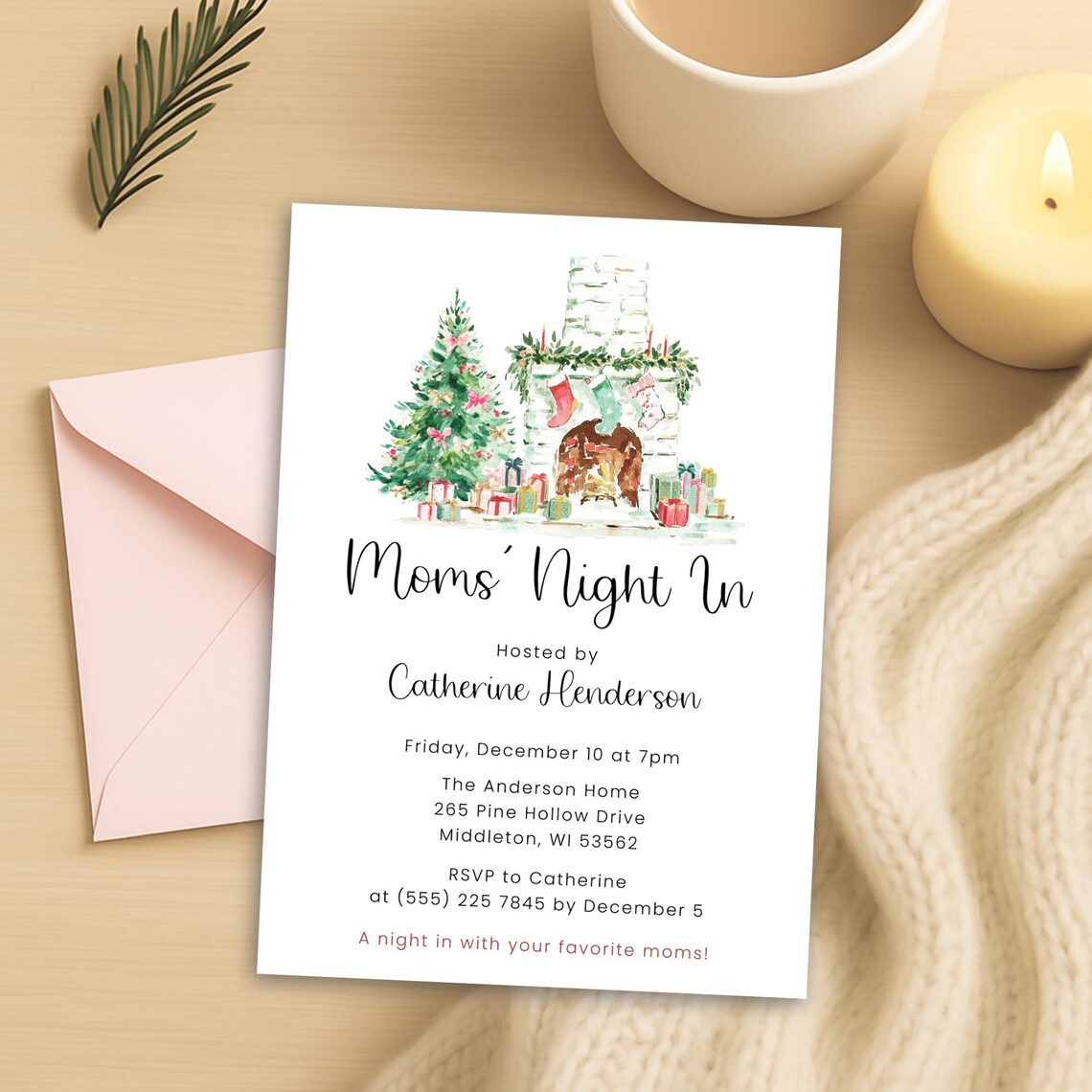Christmas Moms Night in Invitations, Holiday Girls Night in Invite ...