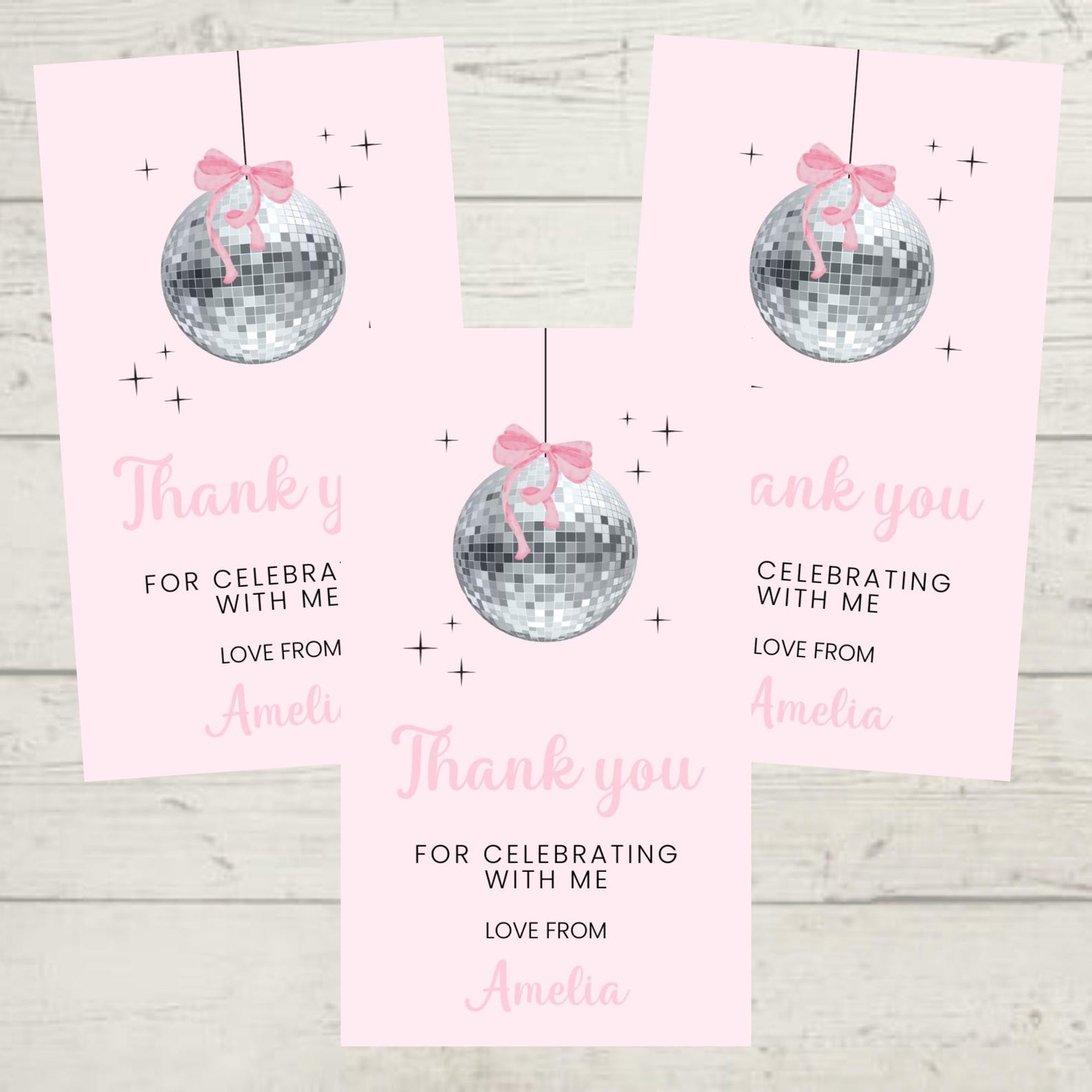 Disco Favor Tag, Editable Pink Disco Birthday Thank You Tag for Party ...