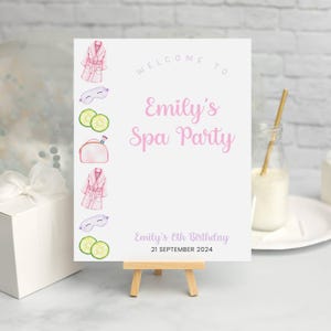 Spa Party Welcome Sign, Editable Spa Birthday Sign, Pink Spa Welcome ...