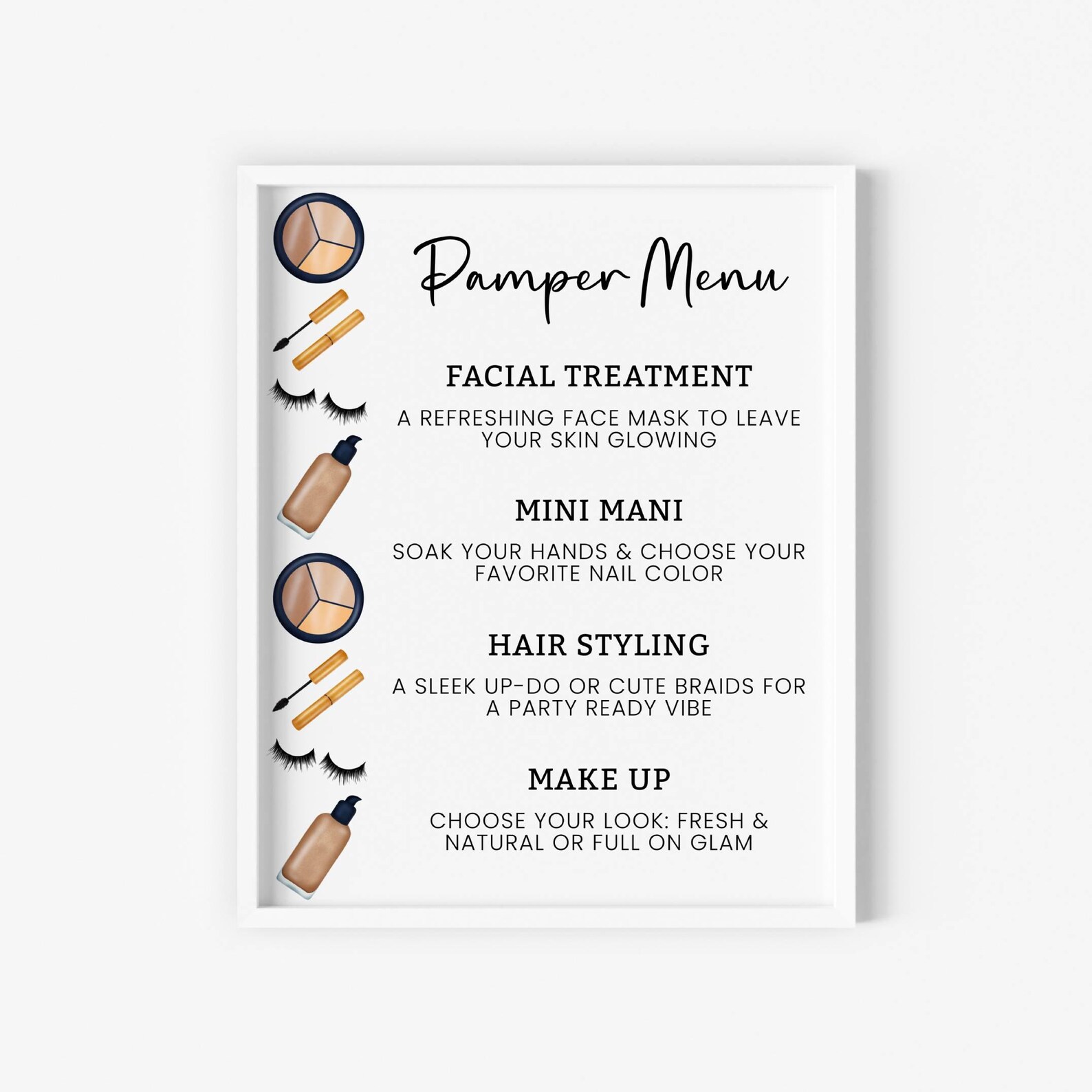 Spa Party Menu, Editable Pamper Party Sign, Spa Party Printable for ...