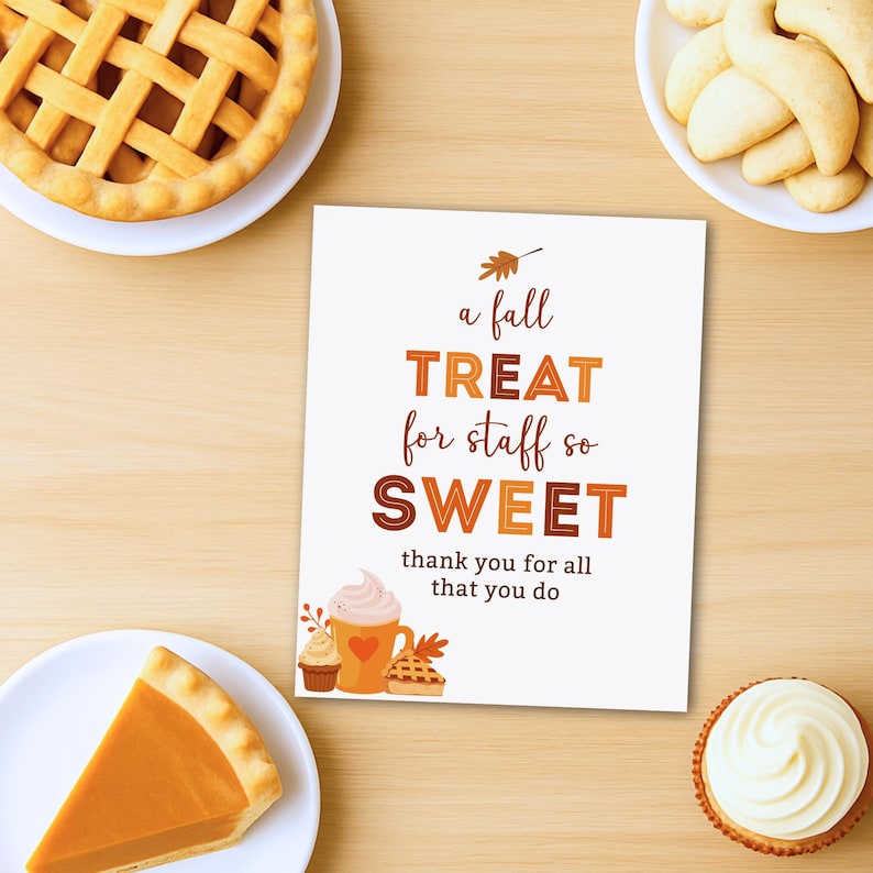 Fall Staff Appreciation Sign Printable, Thanksgiving Employee Thank You ...