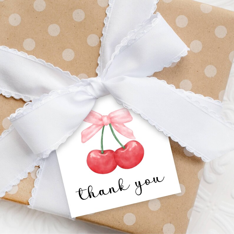 Cherry Gift Tag Instant Download Cherry Thank You Tag Printable, Girl ...