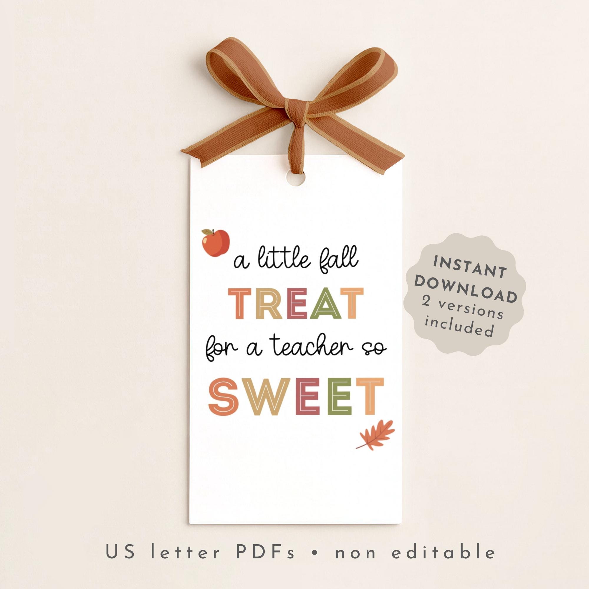 Fall Teacher Gift Tag Printable, A Little Treat Teacher Tag Fall Theme ...