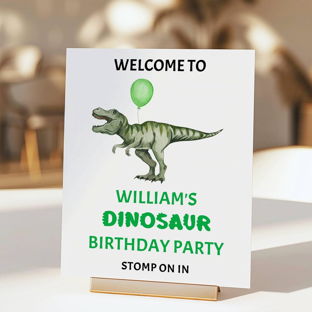 Dinosaur Welcome Sign, Editable Dinosaur Birthday Party Sign, Dino ...