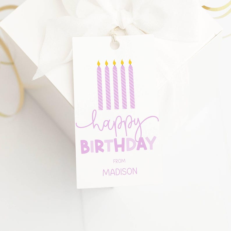 Happy Birthday Tag, Editable Happy Birthday Gift Tag Printable, Girl ...