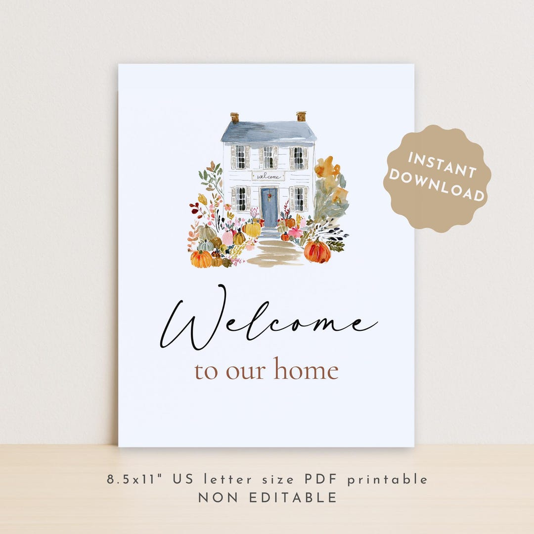 Fall Welcome to Our Home Printable, Instant Download Cozy Fall Welcome ...
