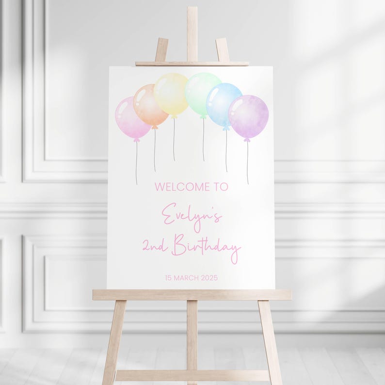Pastel Welcome Sign Birthday Party Welcome Sign Editable, Pastel ...