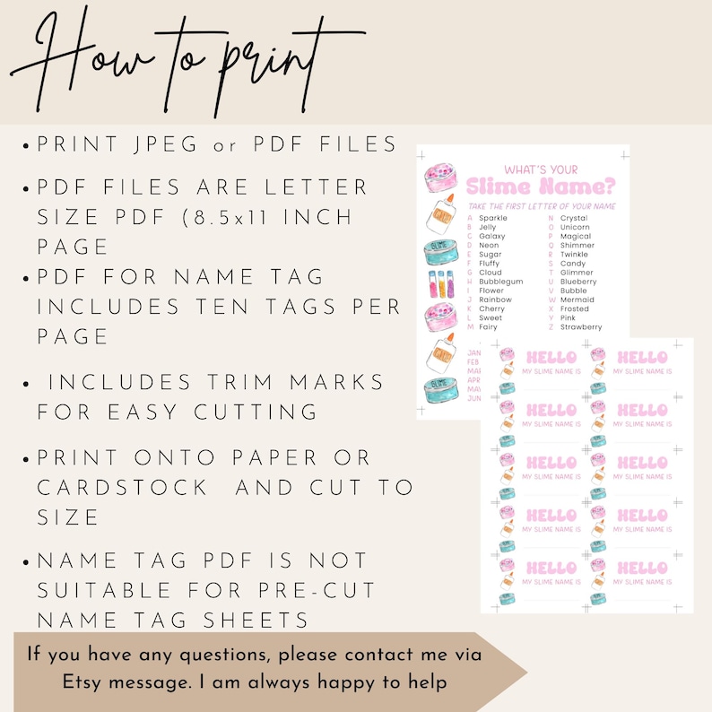 What’s Your Slime Name Sign, Instant Download Slime Party Game ...