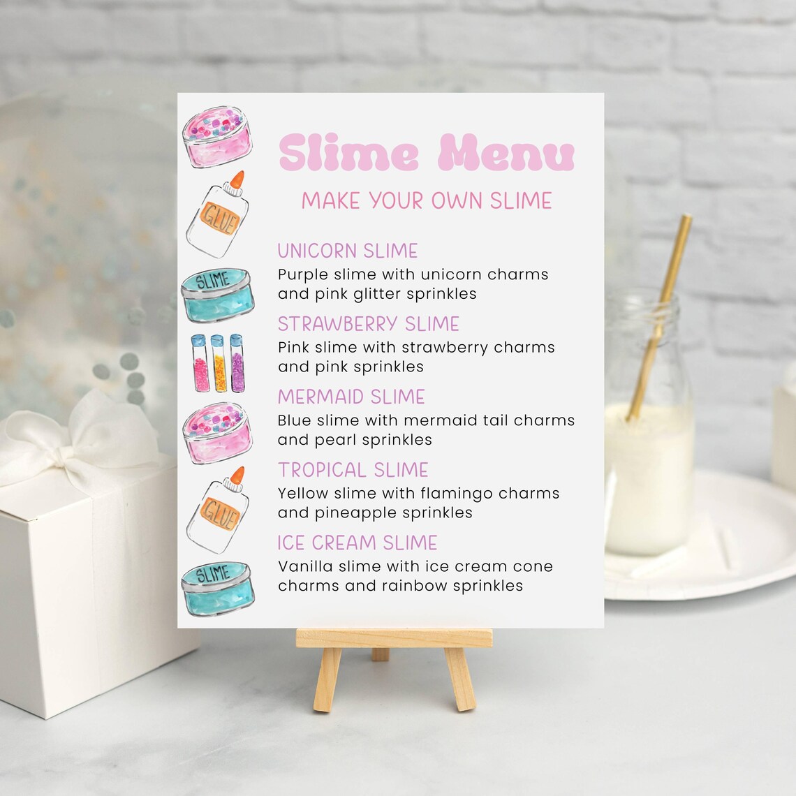 Slime Menu Sign, Editable Slime Sign for Girls, Slime Station Printable ...