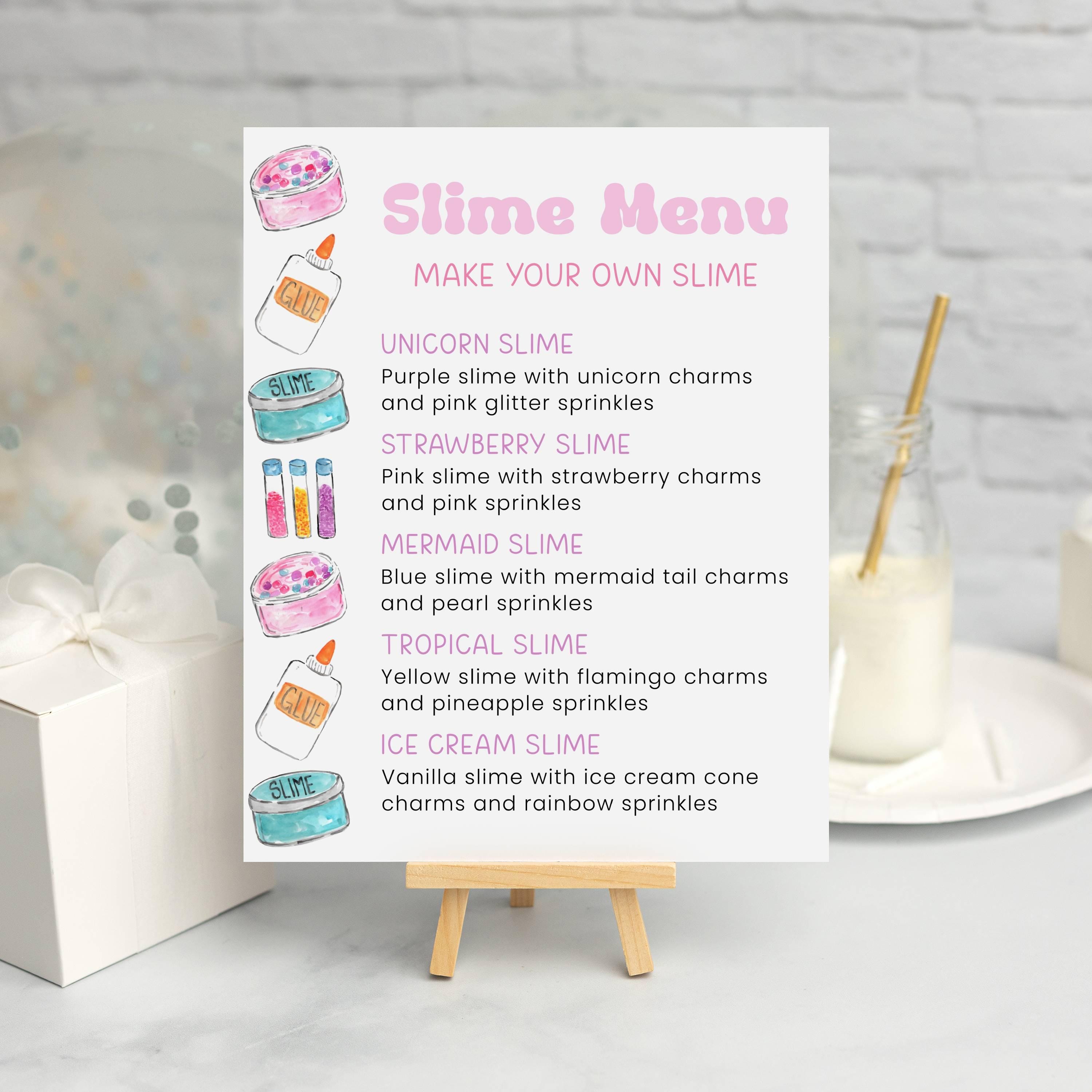 Slime Menu Sign, Editable Slime Sign for Girls, Slime Station Printable ...