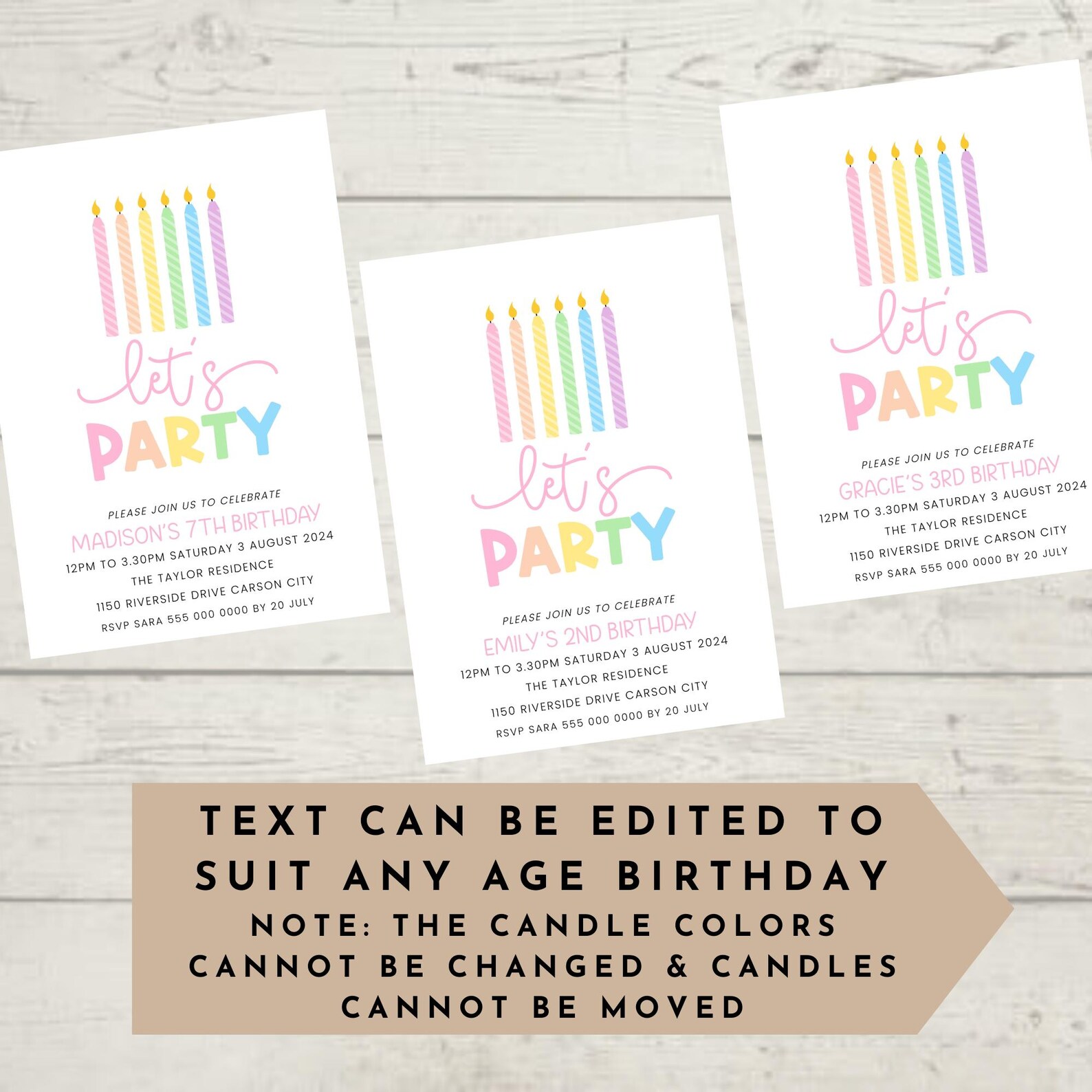 Pastel Birthday Invitation, Editable Cute Birthday Invite Girl ...